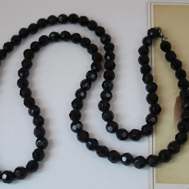 Jet Bead Necklace - Etsy