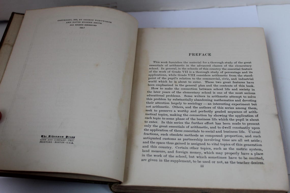 Antique Advanced Math Arithmetic School Book 1915, Illus. Industrial ...