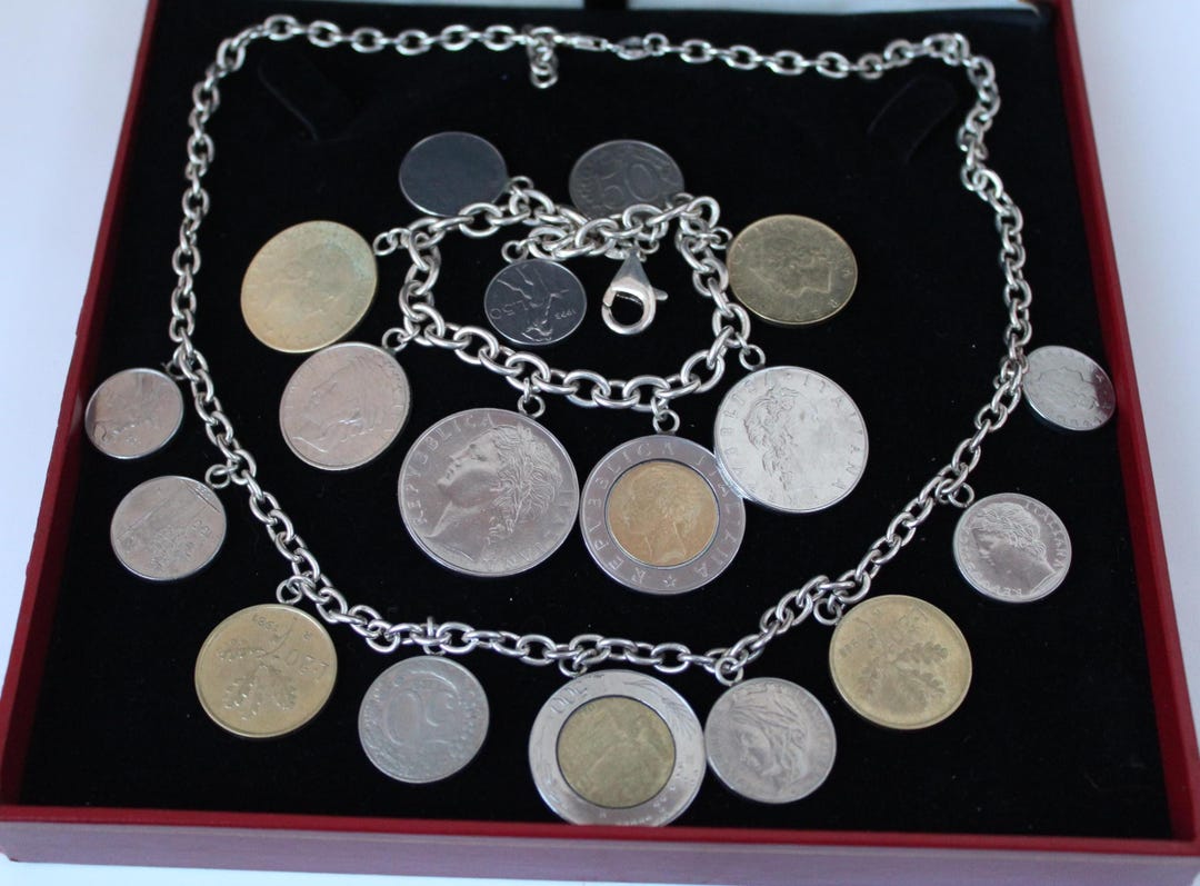 Vintage Italy Designer MILOR Sterling Silver Italian Coins Lira Jewelry ...
