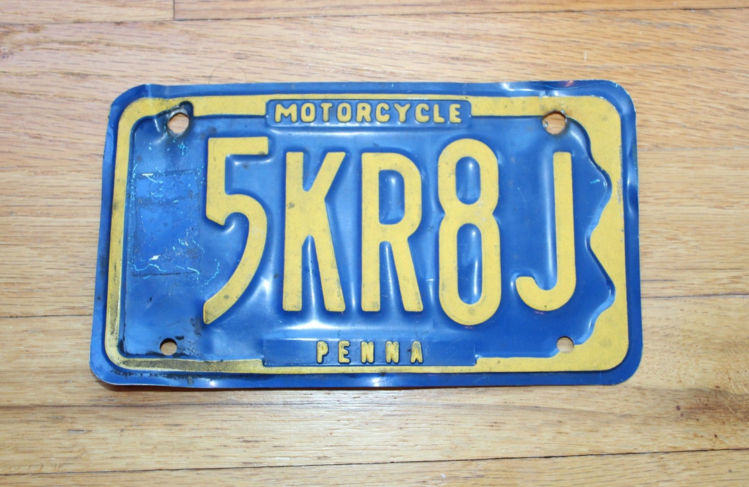 Vintage 1960s PA Pennsylvania License Plate Motorcycle, Industrial ...