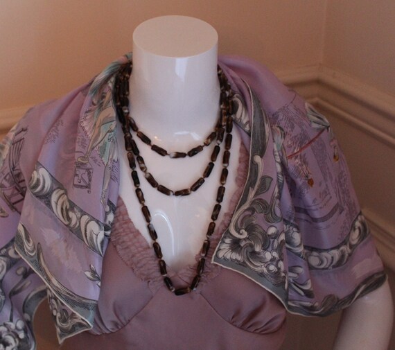 Vintage Stunning ALL GLASS Extra Long 60" Marbled Whi… - Gem