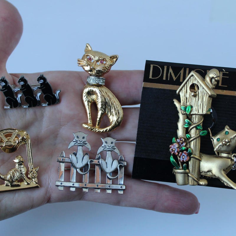 Sterling Cat Pin - Etsy