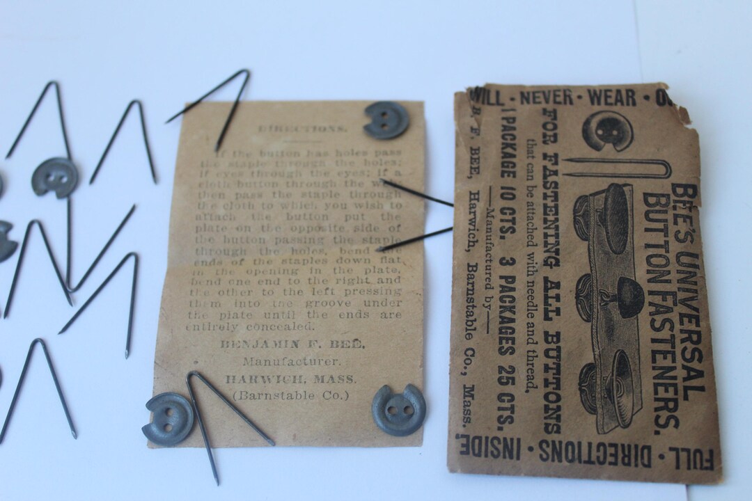 Antique 1890s Victorian Era Button Fastener Kit, Sewing 1890s by Bee's ...