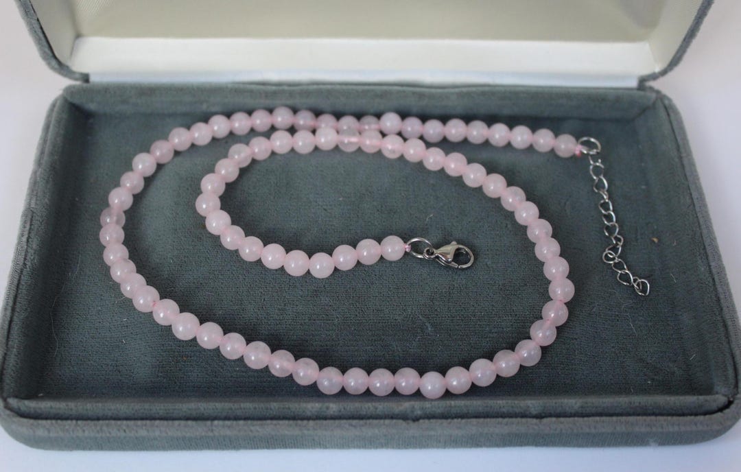 Estate Pink Jade Vintage Genuine Pink Jade Beaded Longer Necklace ...