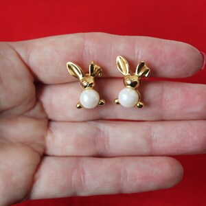 Vintage Pierced Bunny Rabbit Earrings 1990s From Avon Cute Gold Rabbit ...