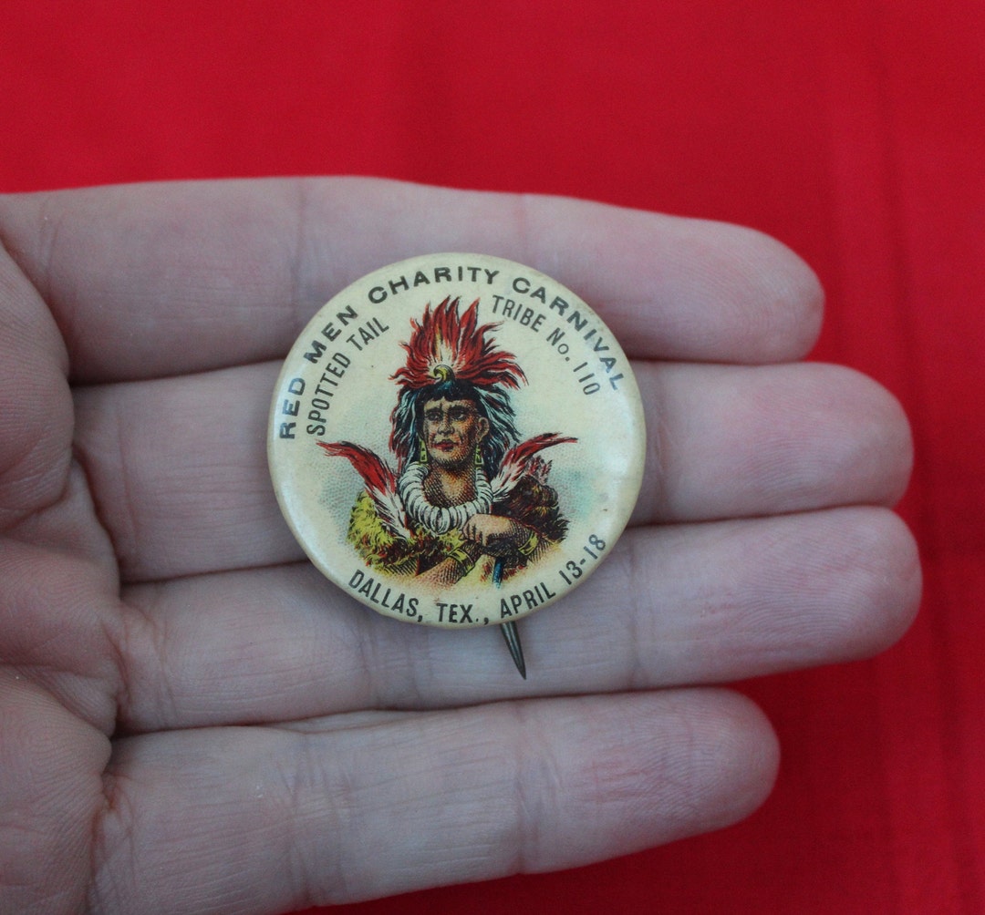 Antique Vintage Red Men Spotted Tail Pin for Charity Carnival Dallas TX ...