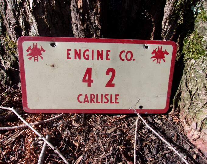 Antique Vintage Porcelain Firehouse License Plate Topper, Engine 42 ...