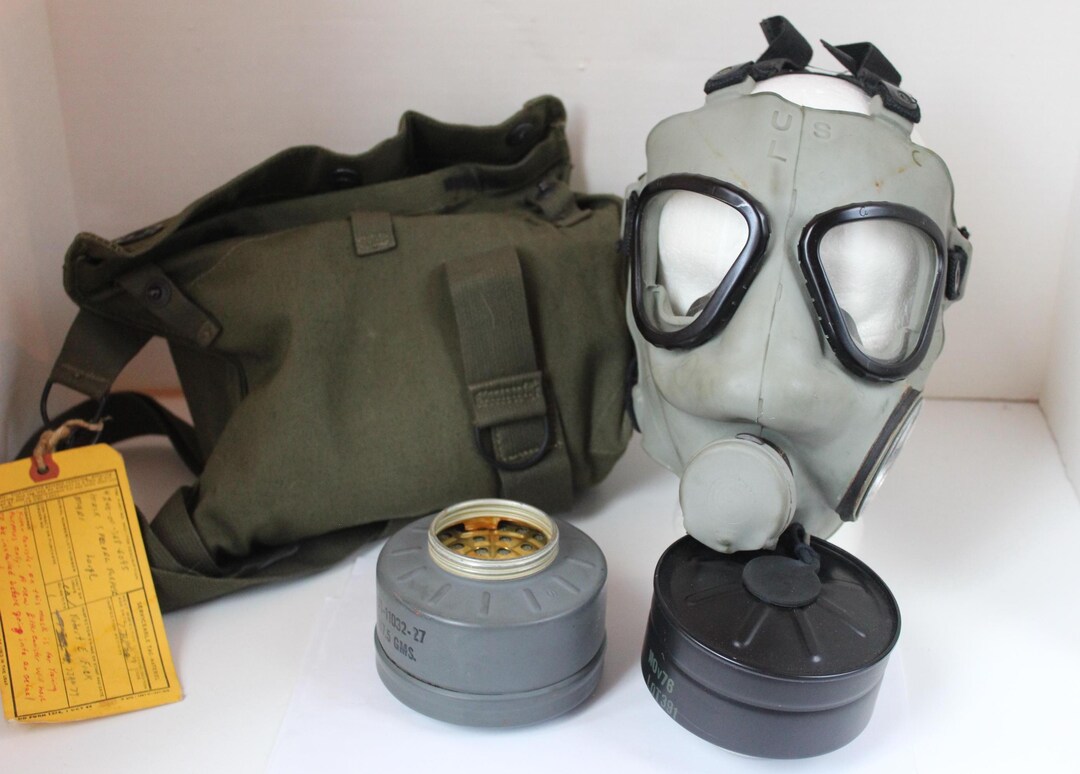 Vintage US Army Issue Military Gas Mask Complete With Olive Green ...