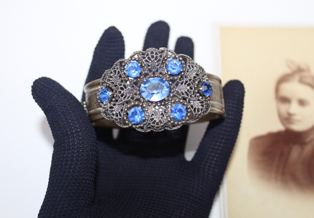 Estate - Antique Art Deco Era 1920s Czech Made Bangle Bracelet Bright ...
