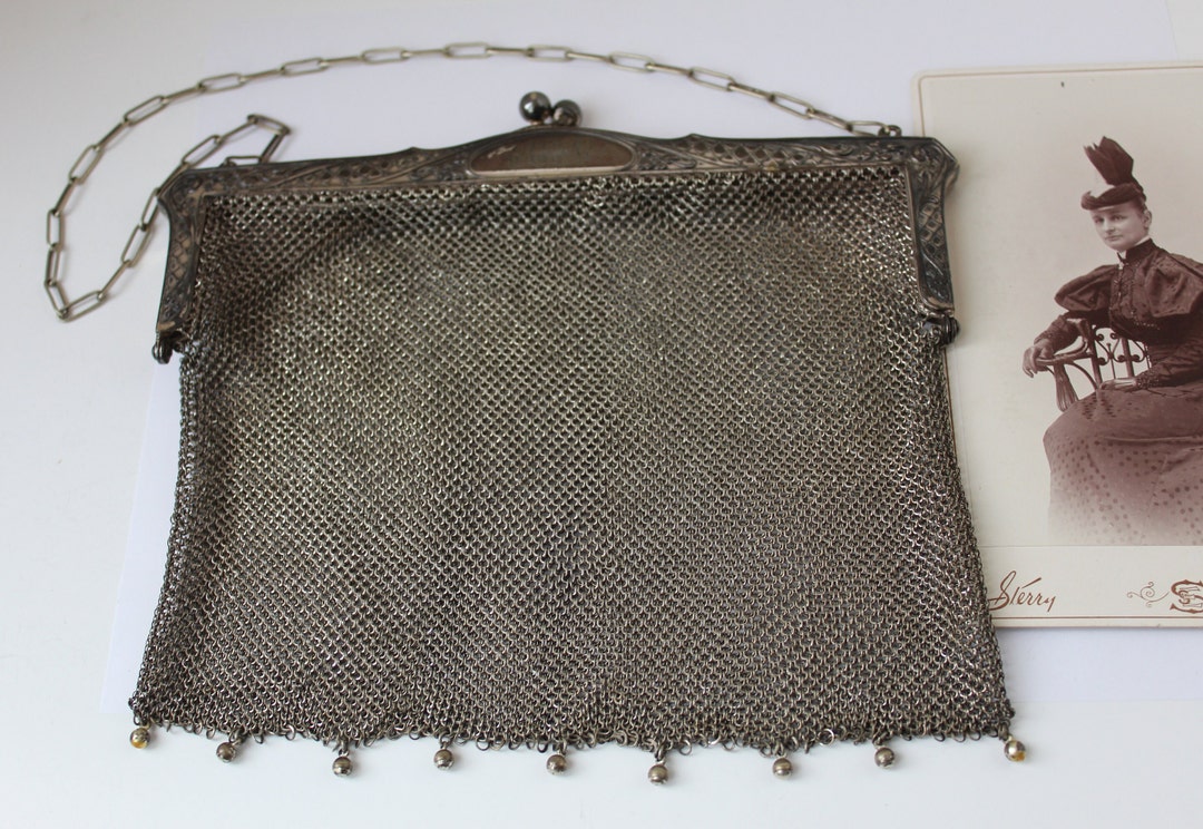 Antique Victorian Era Dated 1906 Chain Maille Heavy Mesh German Silver ...