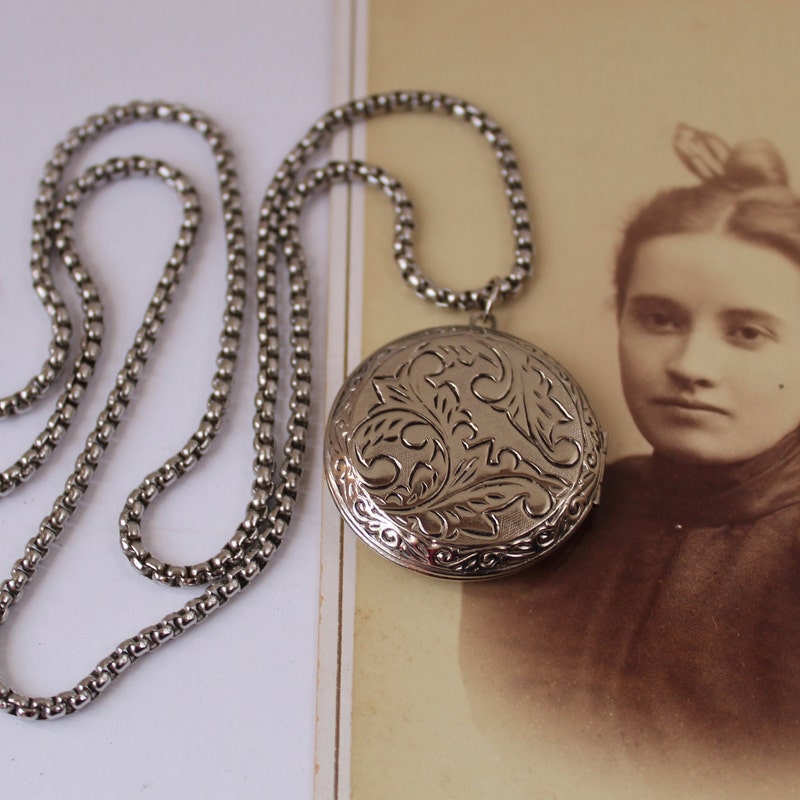 Large Silver Locket - Etsy