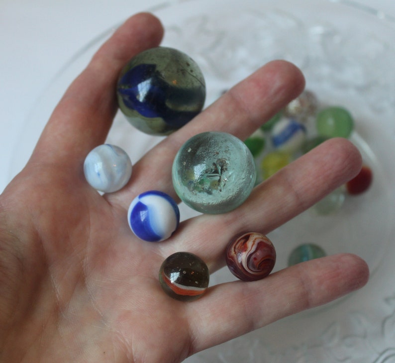 Lot of 20 Antique Victorian Glass Marbles With 2 Large | Etsy