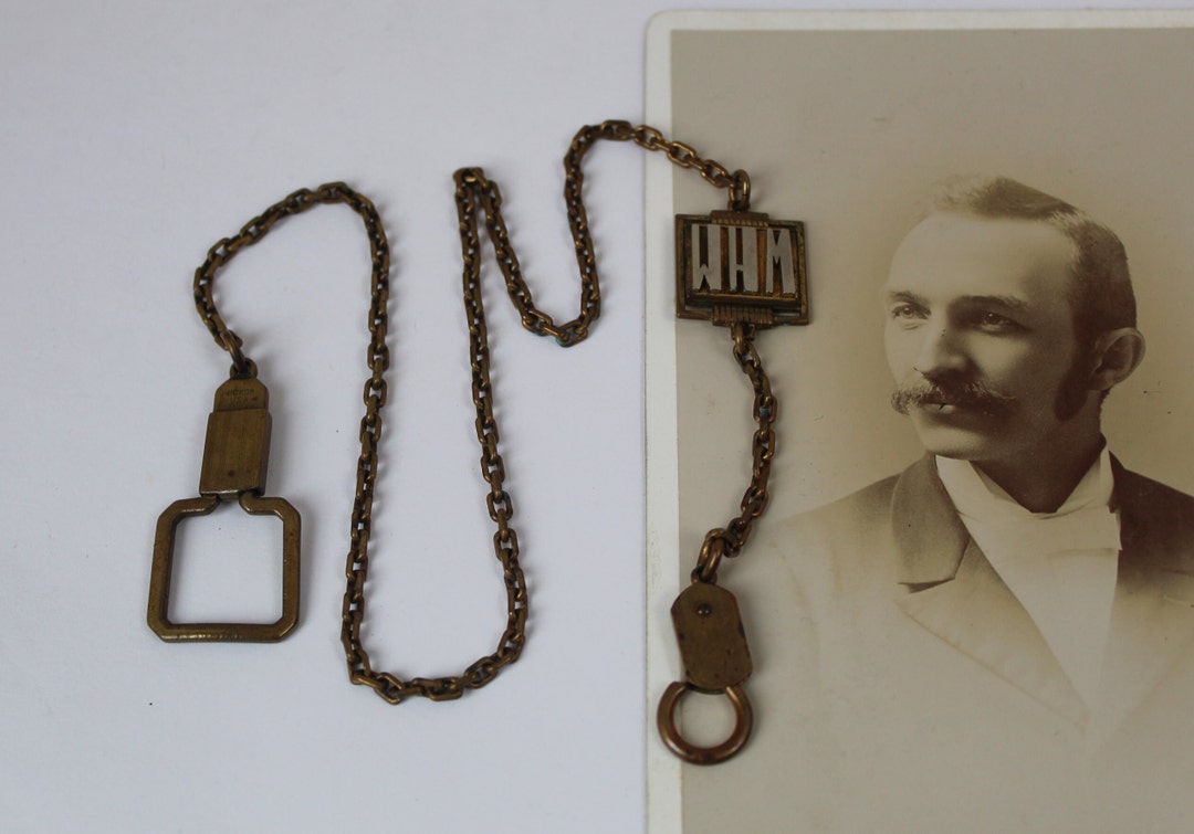 Vintage Art Deco Long Key Chain Wallet Chain FOB, Old Art Deco Sturdy ...