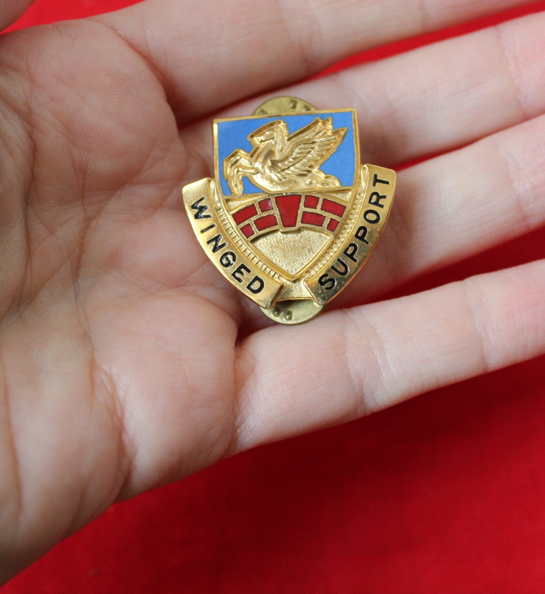 Vintage Military Pin Winged Support Pegasus Enamel Pin, US Army ...