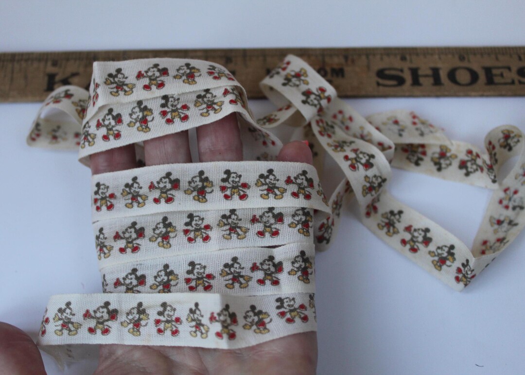 Antique RARE 1930s Mickey Mouse Cotton Ribbon Trim, Scarce Early 1930s ...
