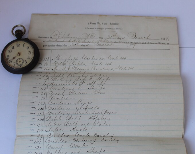 Original Handwritten Document Capt Alex Moore 3rd Cavalry Captain ...
