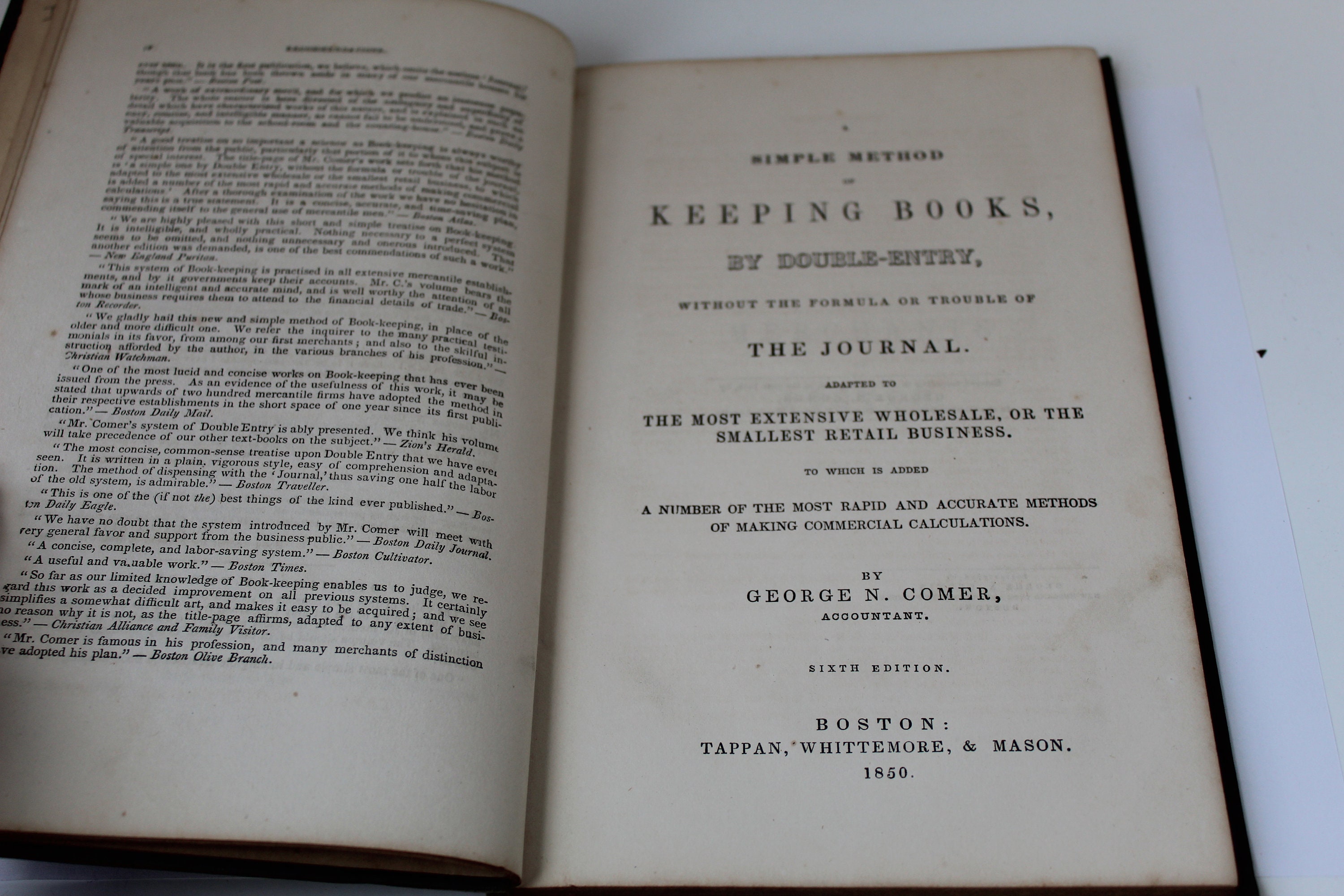 Antique Victorian Era Book 1850 Boston MA, Simple Method of Keeping ...