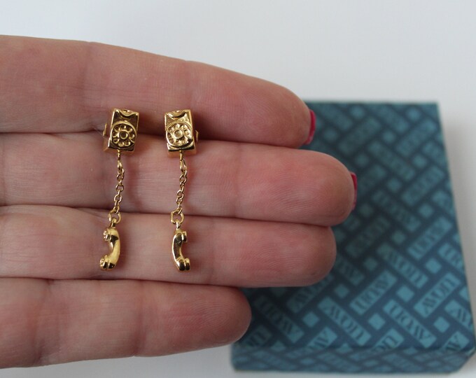 Vintage 1984 Avon Rotary Old School Telephone Dangle Drop Earrings ...