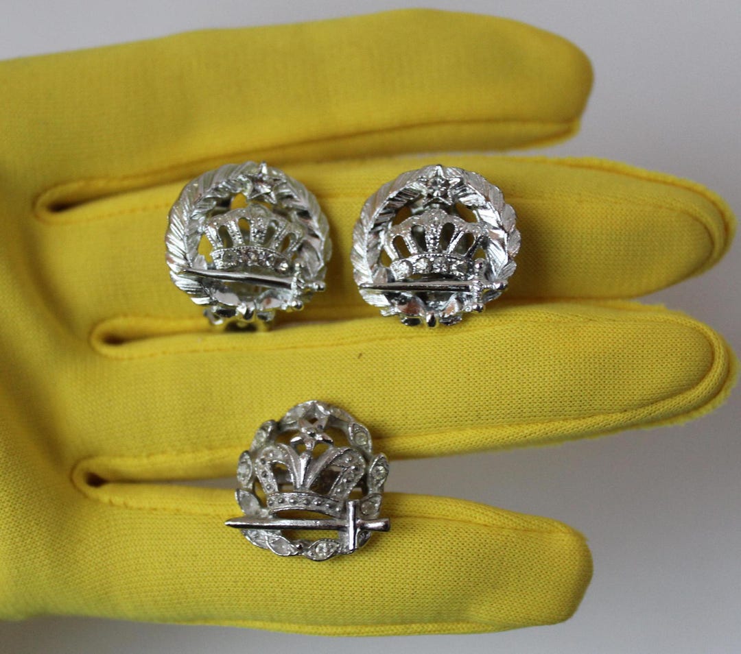 Estate Lot of Jeweled Order of Amaranth Silver Crystal Crown Clip on ...