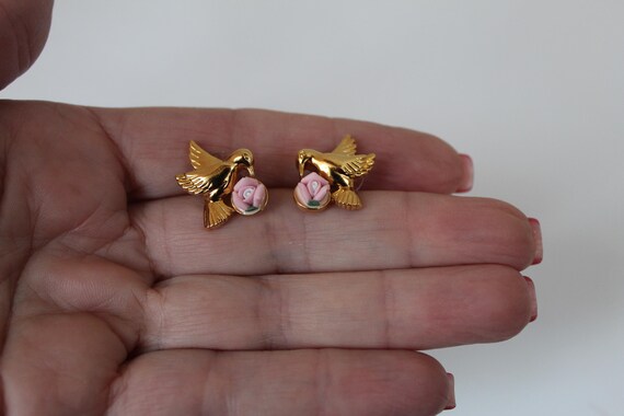 Vintage Avon 1980s Pink Porcelain Roses Hummingbird G… - Gem