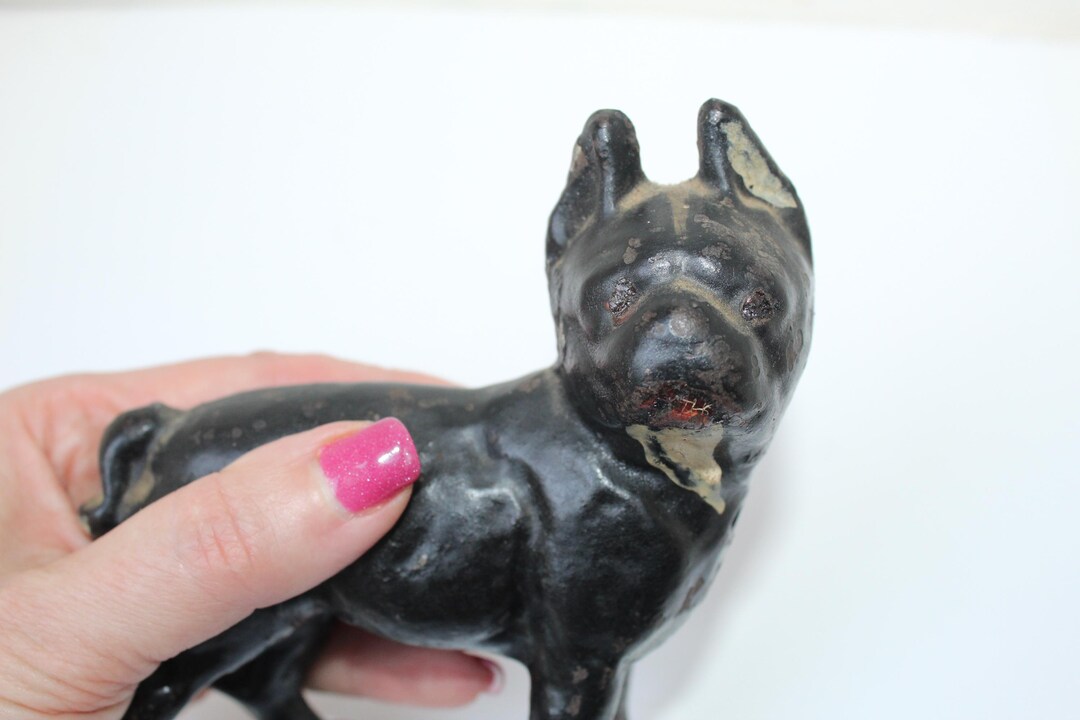 Antique 1920s Art Deco Era HUBLEY Black Painted Cast Iron Dog Door Stop ...