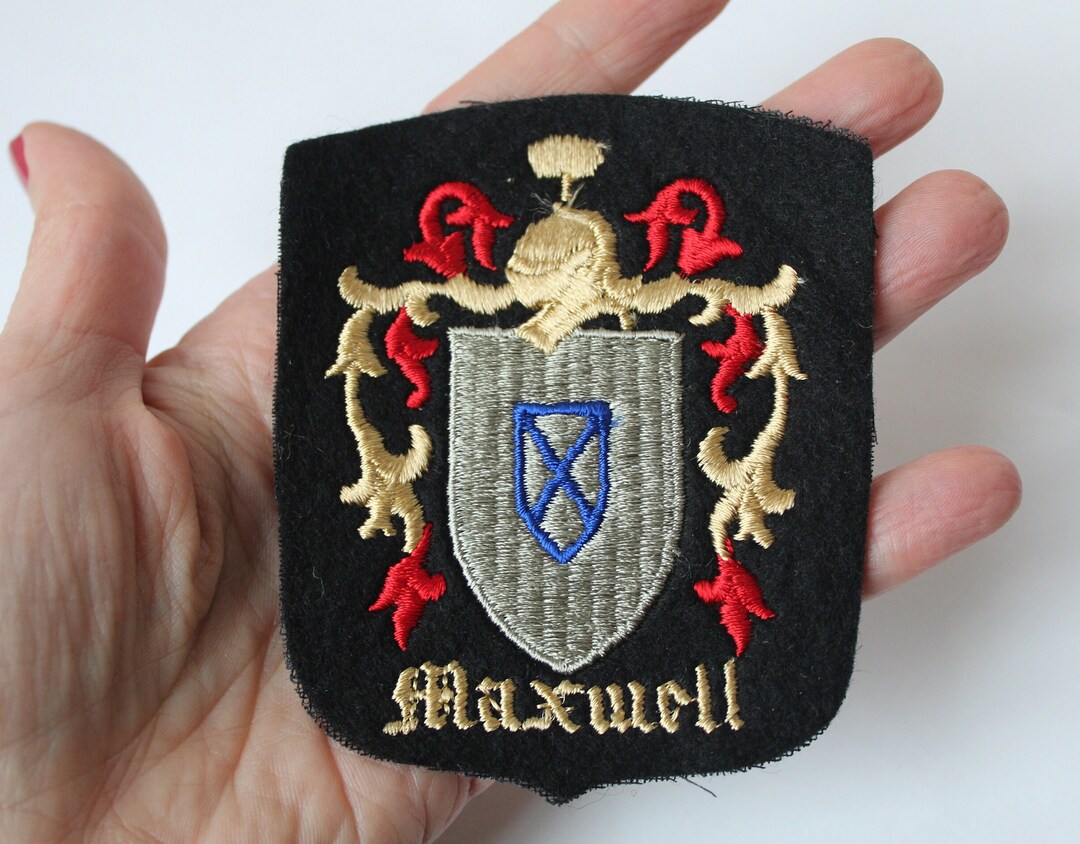 Vintage Old Felt Coat of Arms Crest Patch "maxwell" Heraldic Maxwell ...