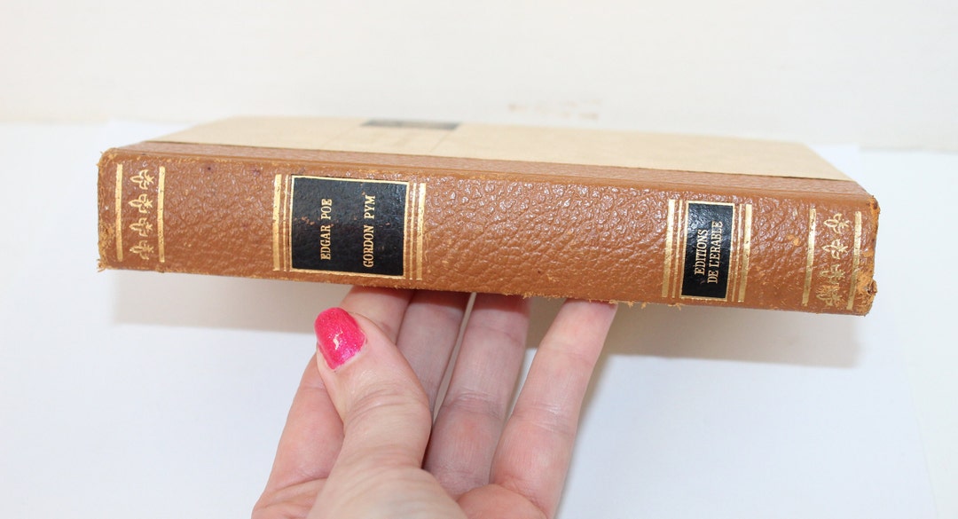 Vintage Edgar Allan Poe Book, Gordon Pym, Leather Spine, Bizarre ...
