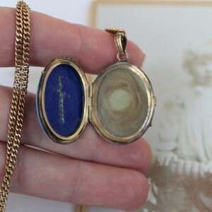 Antique Victorian Era 1870s Robin Egg Blue Mourning Locket With Cross ...