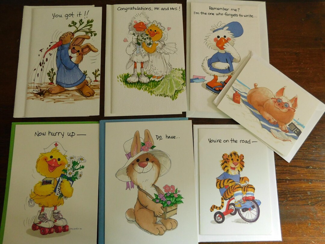 7 Different Suzy's Zoo Cards for Get Well, Wedding, Congratulations ...