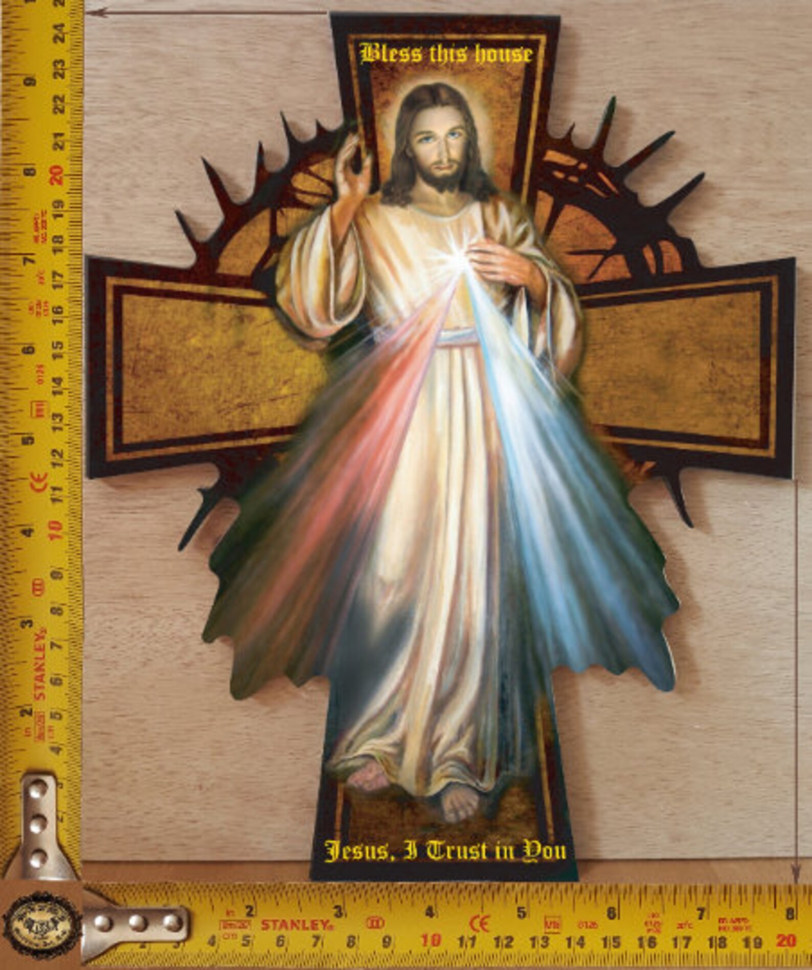 Divine Mercy Cross Gold Plated With 24 Carats With a Glossy - Etsy