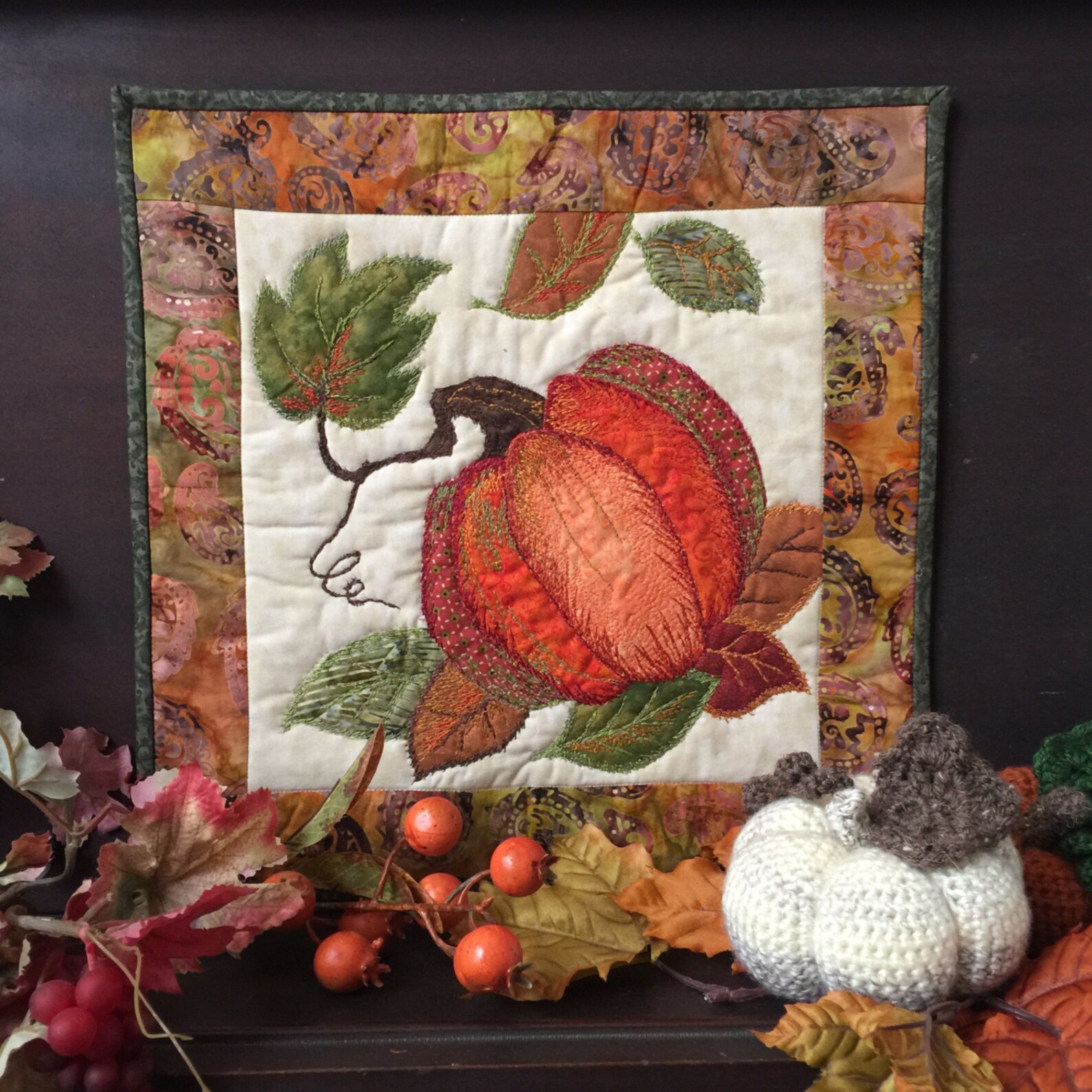 Fall Quilt Pattern PDF // Pumpkin Mini Quilt // Art Quilt Pattern ...