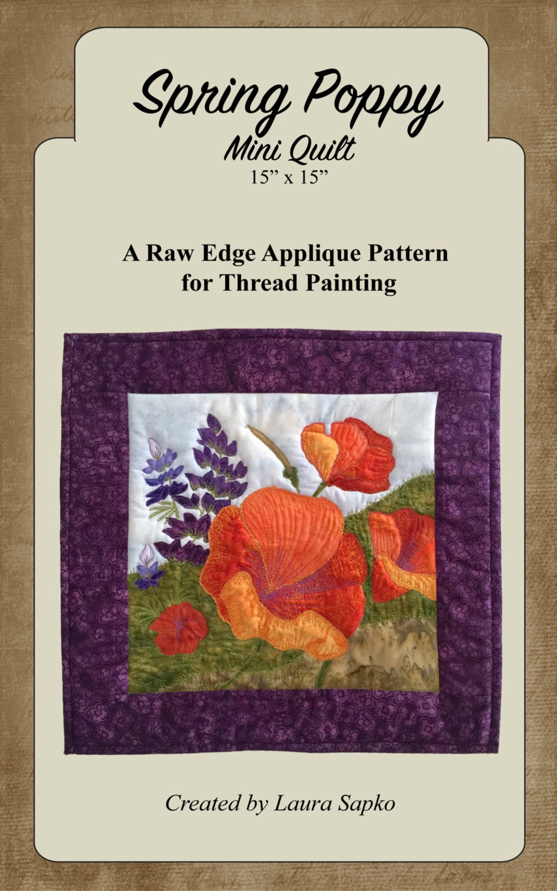 Quilt Pattern PDF //poppies and Lupine Mini Quilt Pattern // Art Quilt ...