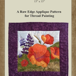 Quilt Pattern PDF //poppies and Lupine Mini Quilt Pattern // Art Quilt ...