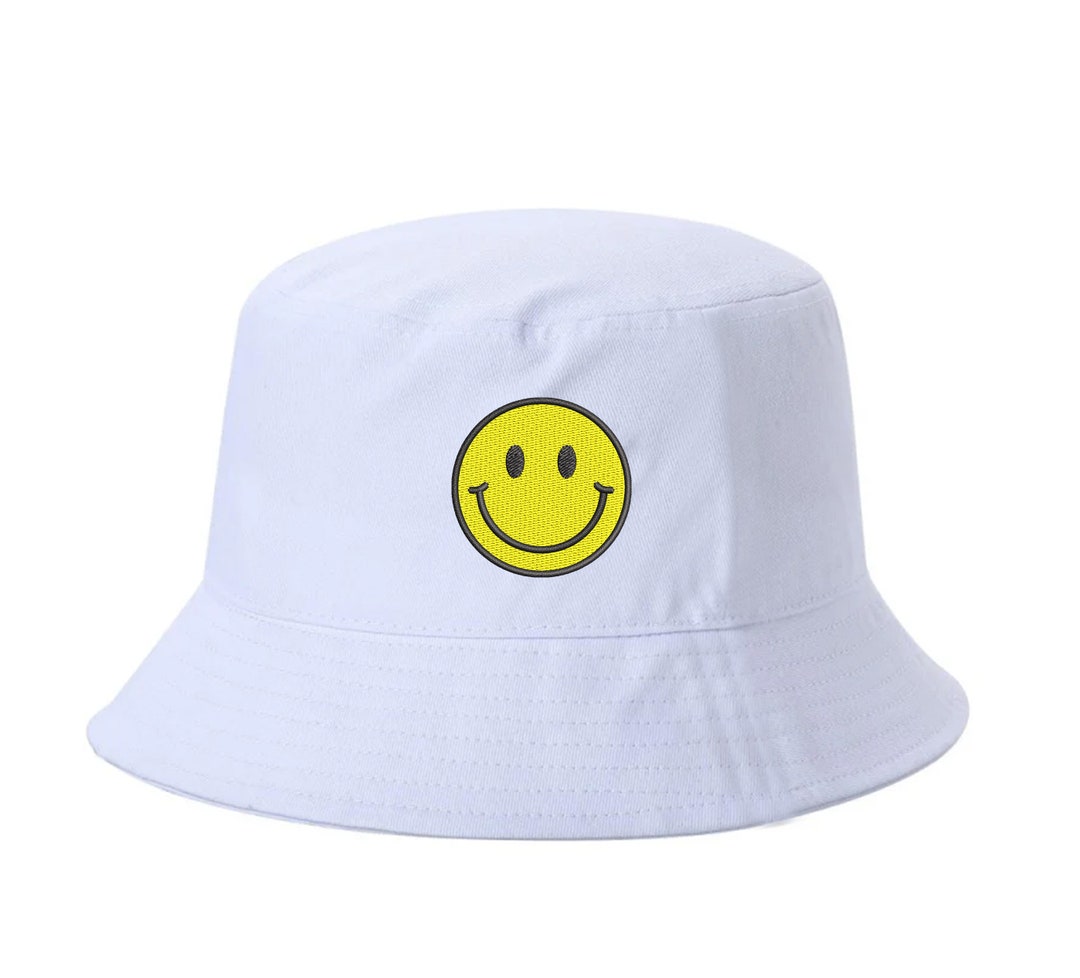 Smiley Happy Face Bucket Hat Cap, Positive Vibe Hats, Gift for Her ...