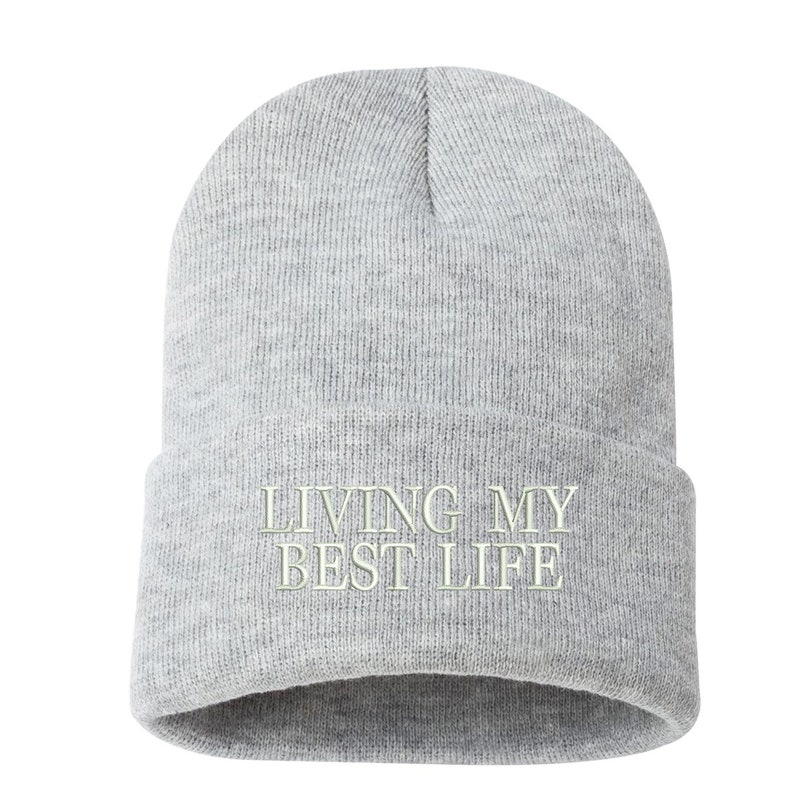 Living My Best Life Beanie Embroidered Beanie Cuffed Cap - Etsy