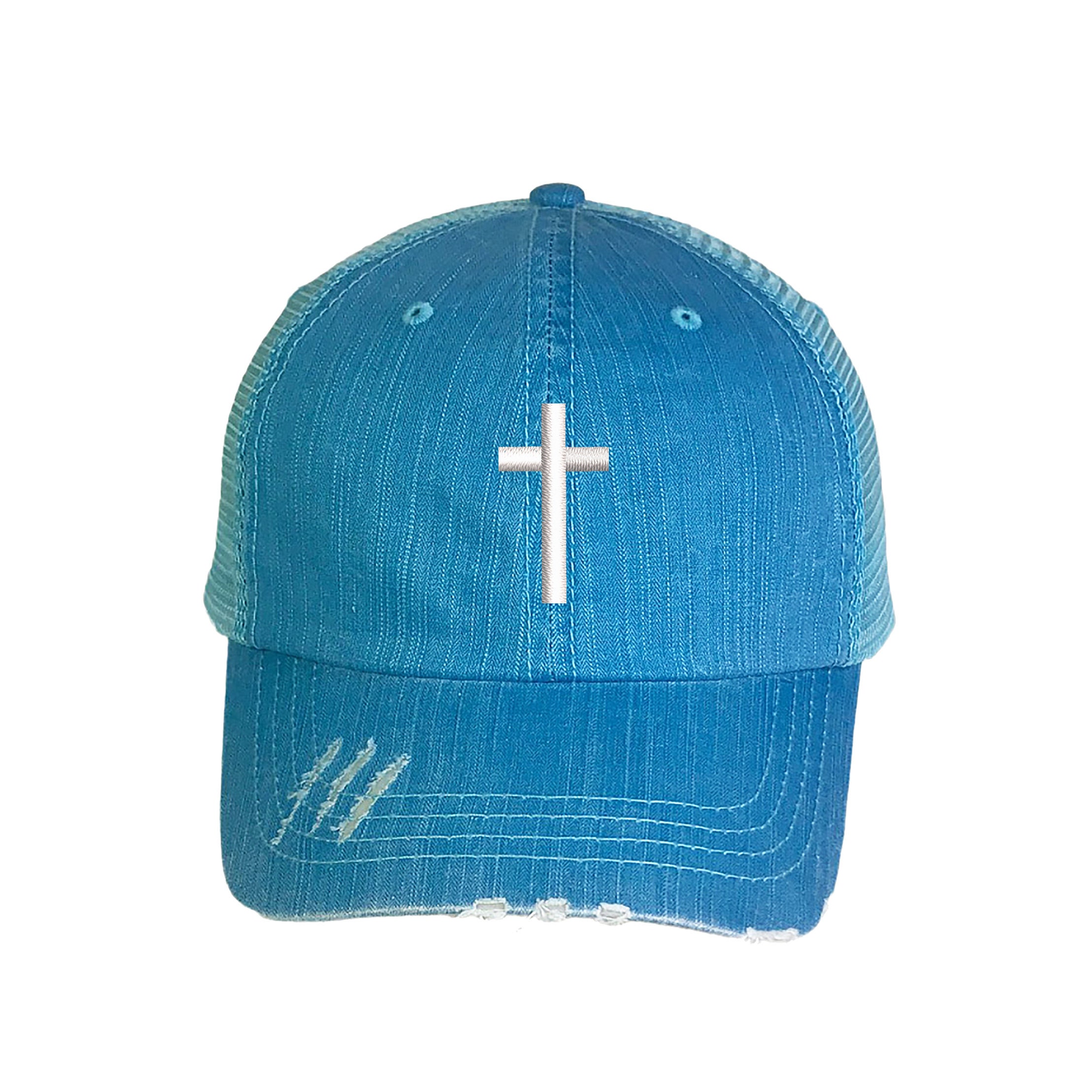 Christian Cross Hat, Cross Trucker Hat, Cross Distressed Trucker Hat ...