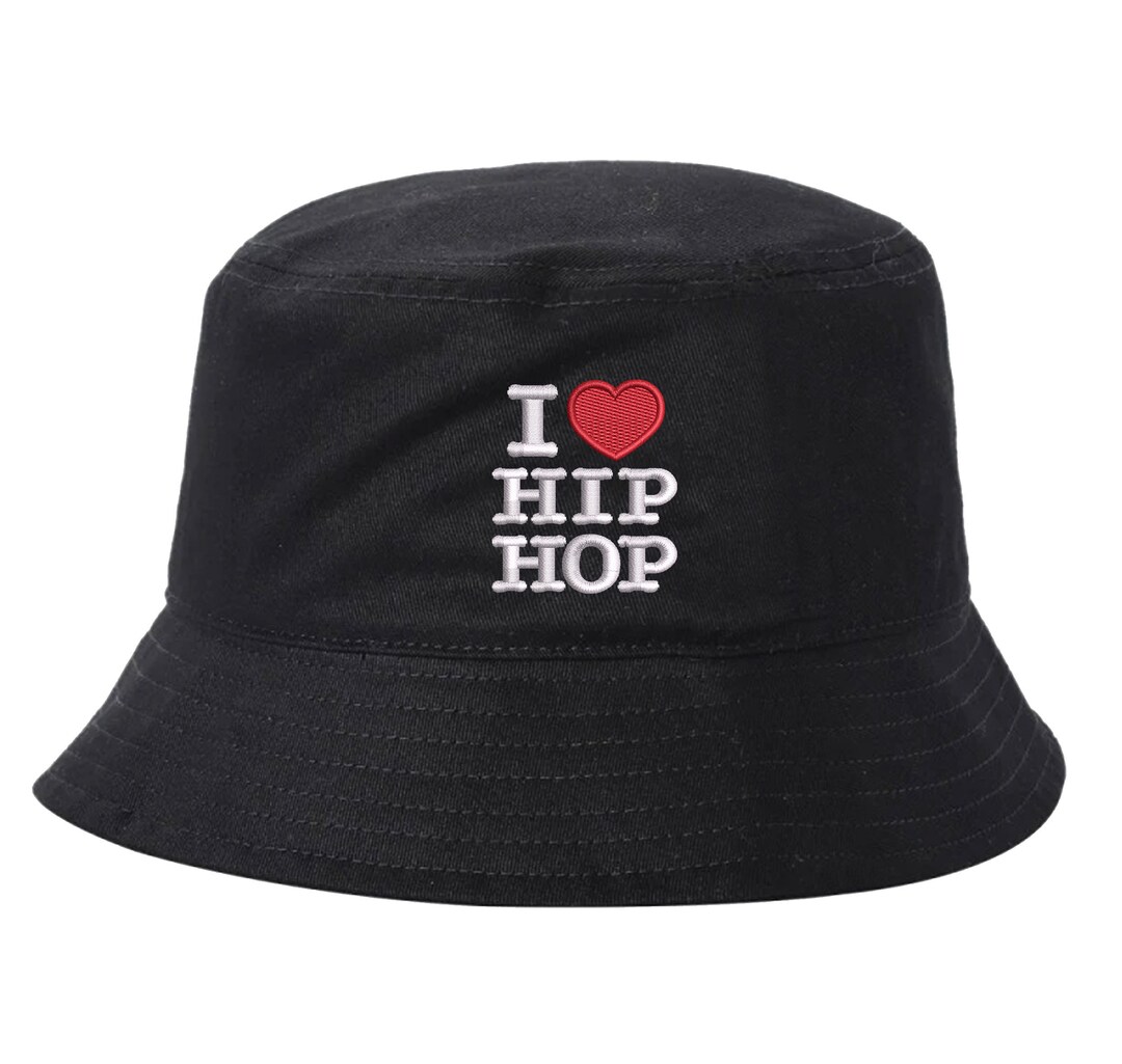 I Love Hip Hop Embroidered Bucket Hat: Cotton Unisex Sun Hat - Etsy