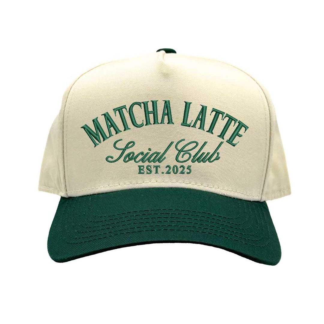 Matcha Latte Social Club Hat, Embroidered Two-tone Baseball Cap - Etsy
