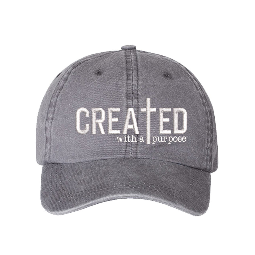 Created With a Purpose Washed Embroidered Baseball Hat, Faith Dad Hat ...