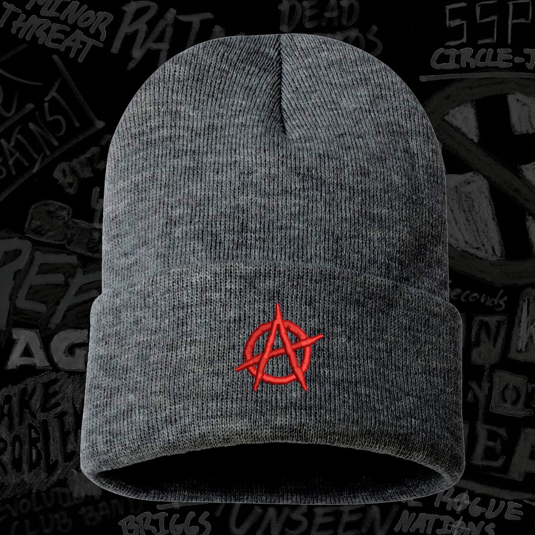 ANARCHY Beanie Hat, Winter Hat, Against Authority Cap, Embroidered ...