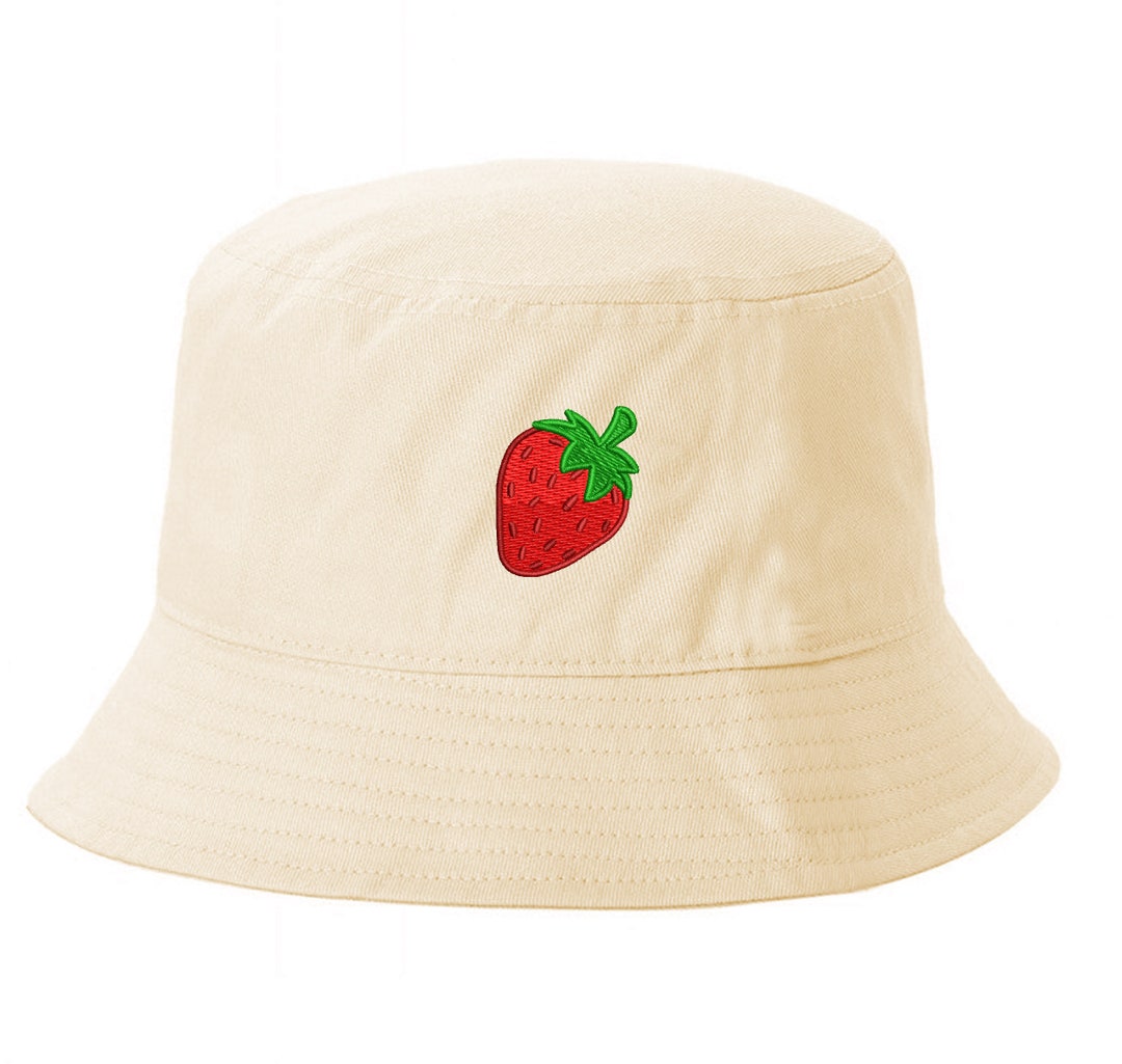 Pink Strawberry Fruit Bucket Hat, Pink Strawberry Sun Hat, Fisherman ...