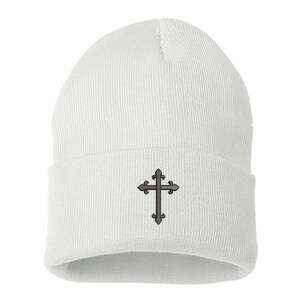 Gothic Cross Unisex Cuffed Beanie Hat, Unisex Beanie, Gothic Cross ...