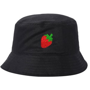Pink Strawberry Fruit Bucket Hat, Pink Strawberry Sun Hat, Fisherman ...