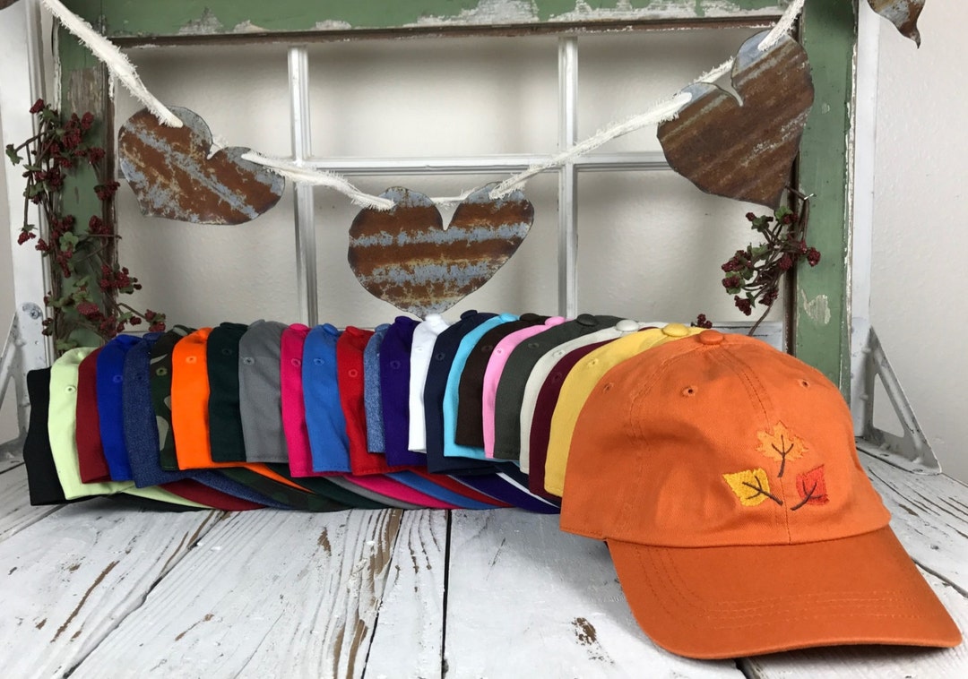 AUTUMN FALL LEAVES Embroidered Baseball Cap Low Profile Curved - Etsy
