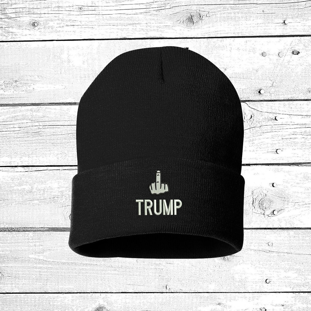 Beanie Hattrump MIDDLE FINGER Beanie Anti Trump Not My President Fuck ...