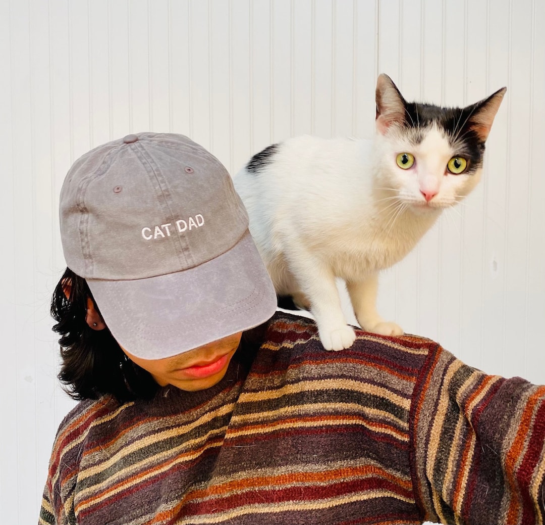 Cat Dad Washed Baseball Hat, Cat Dad Hats, Gift for Cat Dad ...