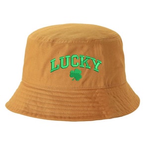 LUCKY Clover St Patricks Bucket Hat, Clover St Pattys Day Cap, St Paddy ...