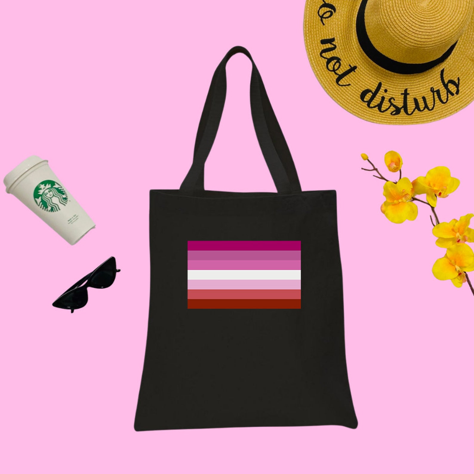 Lesbian Pride Flag Canvas Tote Bag Cotton Tote Bag Printed Etsy