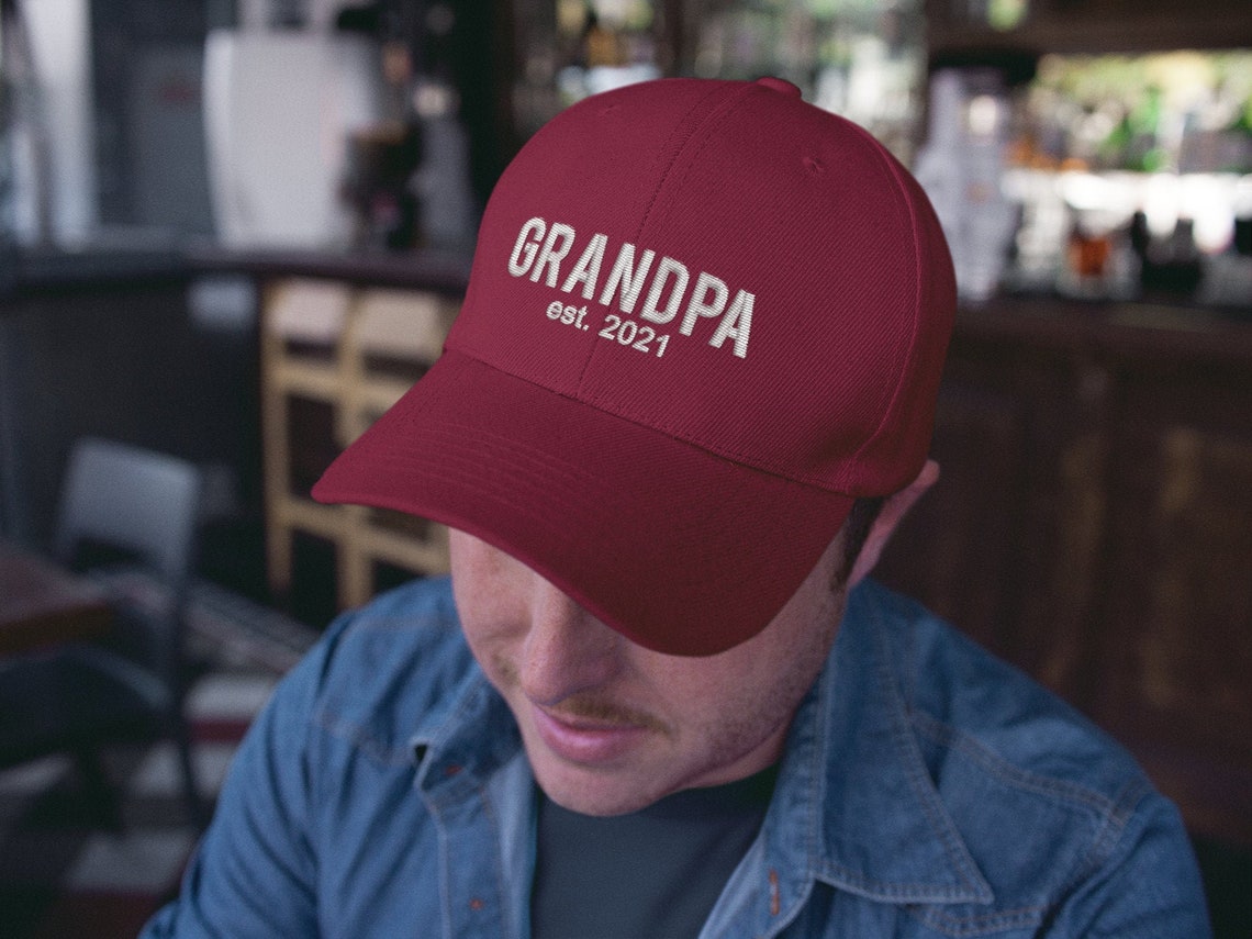 Grandpa Est. 2021 Baseball Dad Hat, Grandpa Hat, Embroidered Dad Hat ...