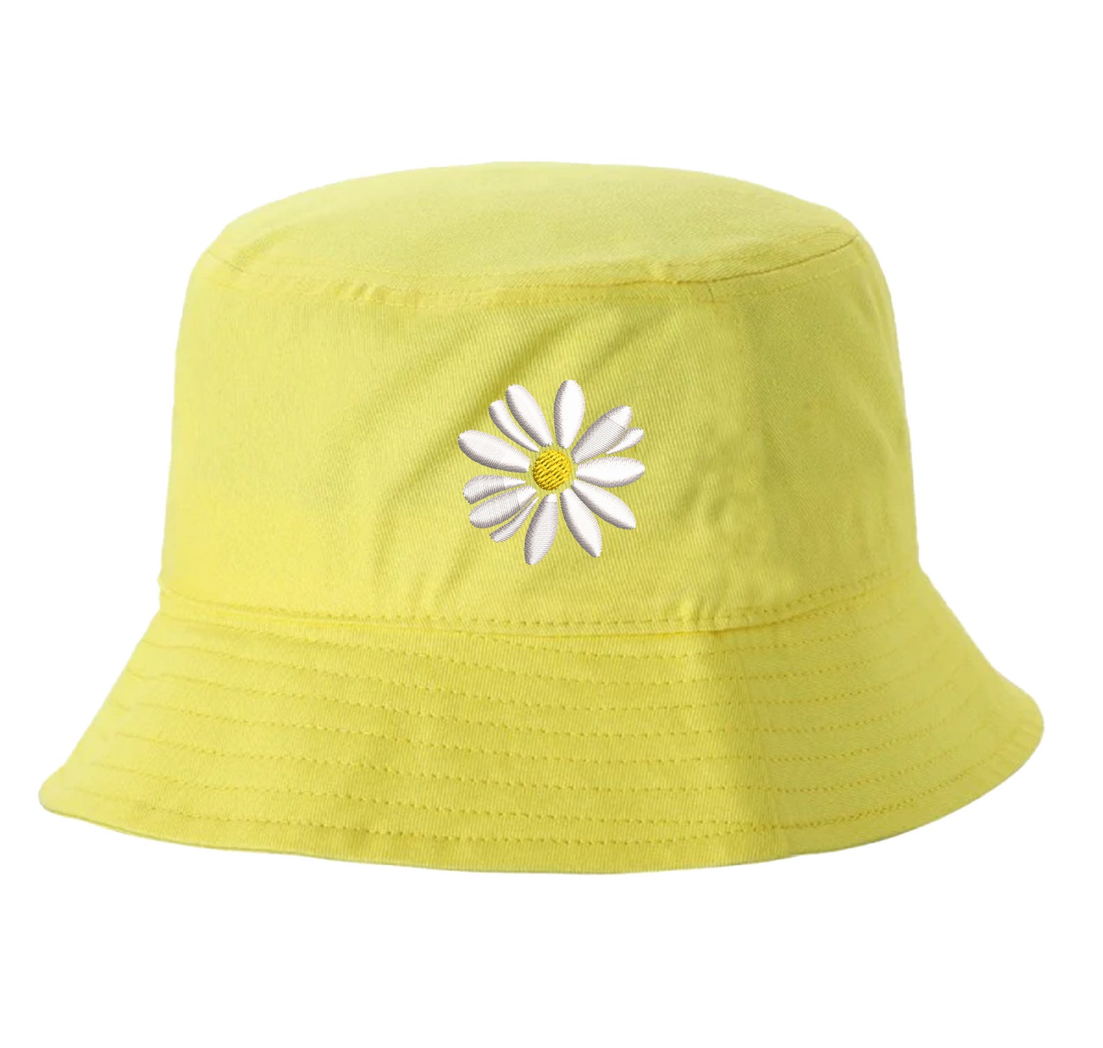 Daisy Flower Bucket Hat, Unisex Embroidered Hat, Floral Bucket Hat ...
